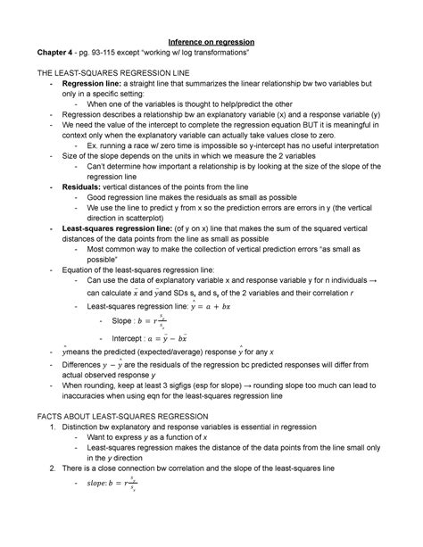 13 Inference On Regression Inference On Regression Chapter 4 Pg 93 115 Except “working W