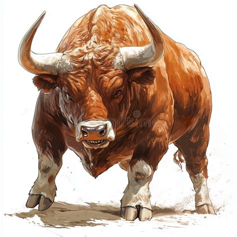 Angry Bull Drawing With Colour