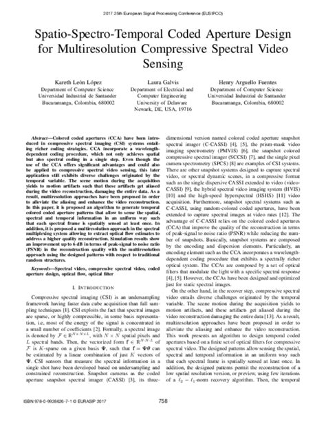 Pdf Spatio Spectro Temporal Coded Aperture Design For Multiresolution