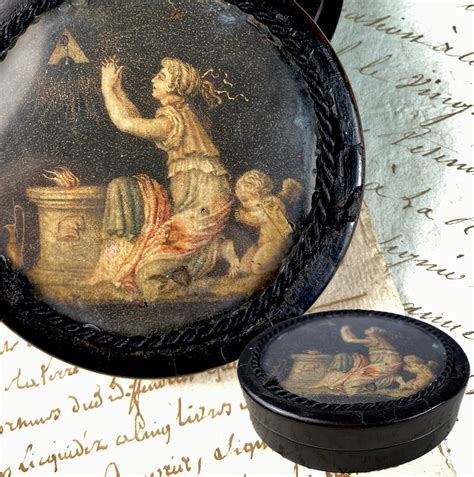 Antique 18th Century Portrait Miniature Snuff Box Cupid And Maiden M Antiques And Uncommon