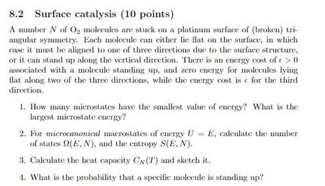 Solved 82 Surface Catalysis 10 Points A Number N Of O2