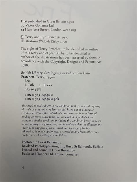 Terry Pratchett Eric First Edition 1990