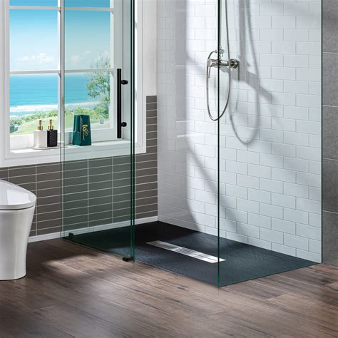 ᐅ【woodbridge 47 5 In L X 31 5 In W Zero Threshold End Drain Shower Base
