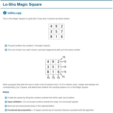 Solved Lo Shu Magic Square Loshucpp The Lo Shu Magic Square