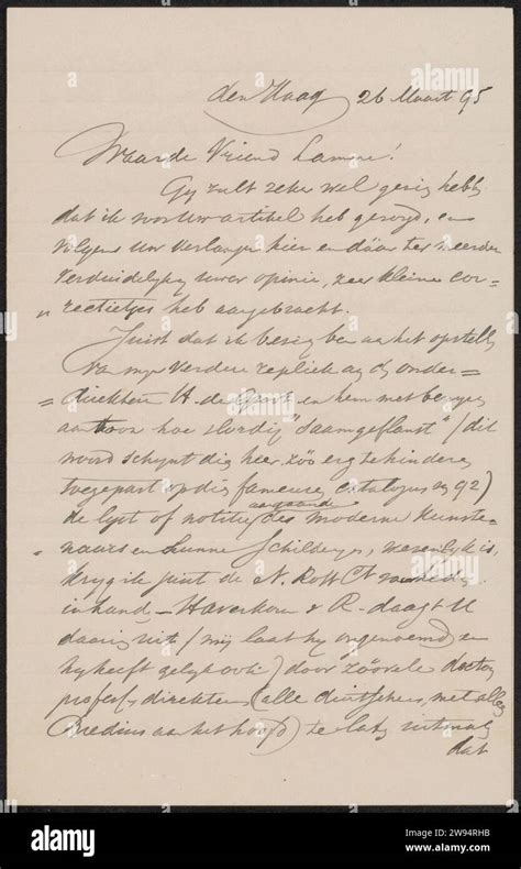 Letter To Ary Johannes Lamme David Bles 1895 Letter The Hague Ink