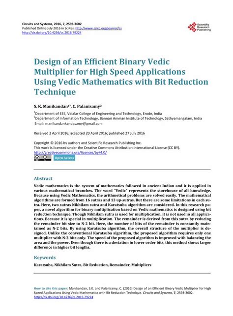 pdf design of an efficient binary vedic multiplier for high file