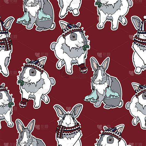 无缝图案与可爱的灰色兔子。