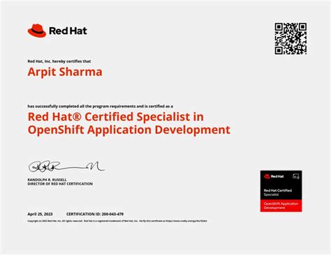 Im Happy To Share My Redhat Certification Specialist In Openshift Application Development