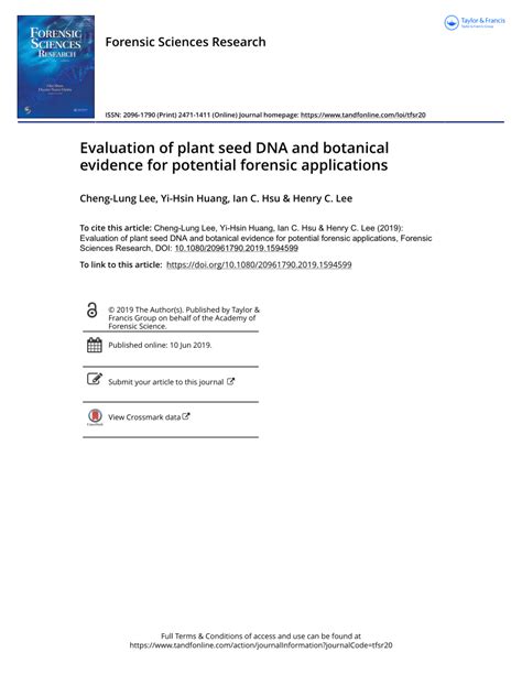 Pdf Evaluation Of Plant Seed Dna And Botanical Evidence For Potential