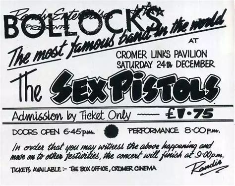 The Sex Pistols Window Poster Links Pavilion Cromer 1977 Reprint £