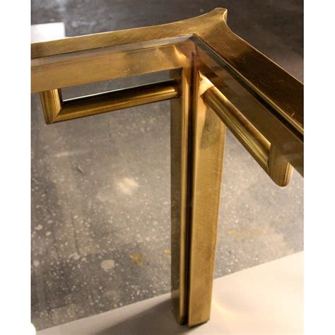 Mastercraft Brass Glass Dining Table With Leaf At 1stdibs