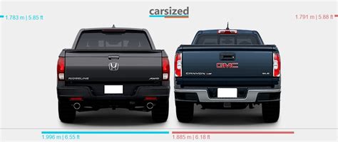 Dimensions Honda Ridgeline 2016 Present Vs Gmc Canyon 2014 2022
