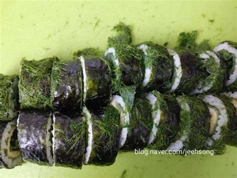 참나물김밥세가지 재료로 나물김밥 만들기