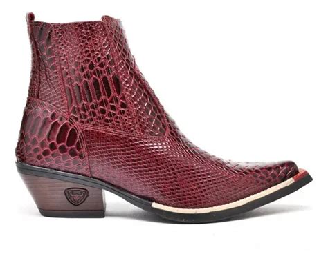 Bota Texana Cuero Vacuno 100 Bordo Diseño Escama Mercadolibre