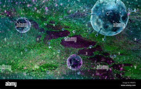 Virus Genetic Code Bacteria And Microorganisms Seen Under A