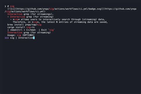 sig interactive grep for streaming
