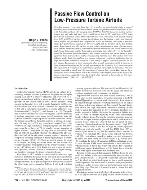 Pdf Passive Flow Control On Low Pressure Turbine Airfoils