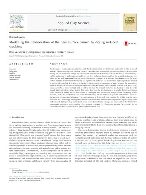 Pdf Modelling The Deterioration Of The Near Surface Caused By Drying Induced Cracking