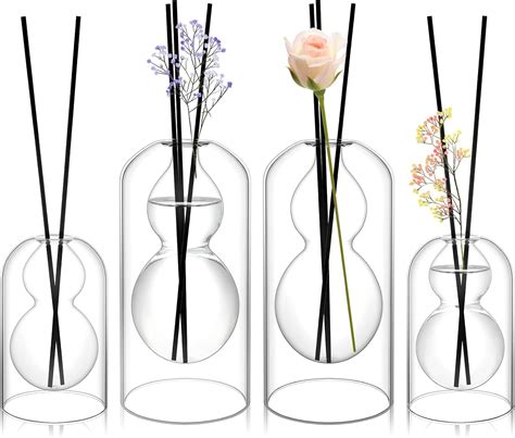 4 Pcs Gourd Aromatherapy Glass Reed Diffuser Bottle Empty