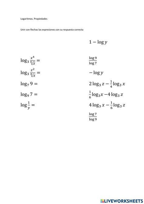 Logaritmos Online Worksheet For Quinto De Secundaria Live Worksheets