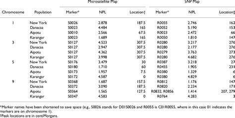 Peak Npl Score Along With Peak Locations For Chromosomes With Download Table