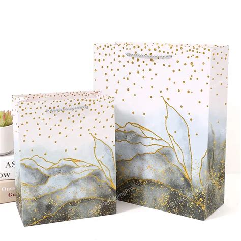 Custom Luxury Silver Foil Shopping Paper Bags Retail Tote Packaging