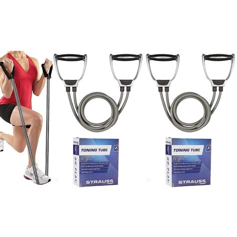 Double Toning Tube Exercise Tubeworkout Resistance Band Pack Of 2