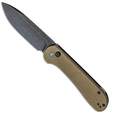Civivi Elementum Button Lock Olive Micarta Handle Blackwashed Blade C2103b American Edge Knives