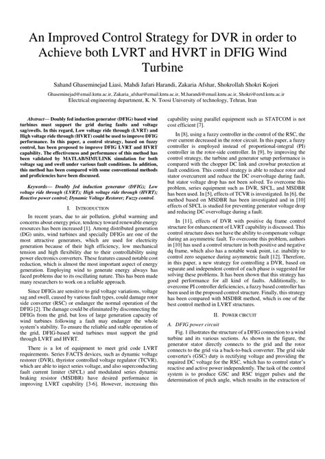 Pdf An Improved Control Strategy For Dvr In Order To Achieve Both Lvrt And Hvrt In Dfig Wind