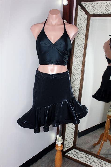 Black Faux Leather Latin Practice Skirt Etsy