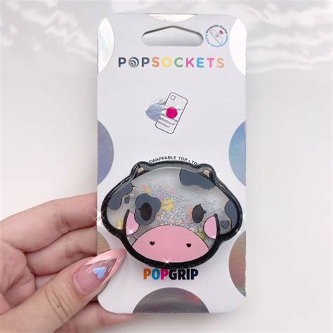 Cute Cow Daisy Pop Socket Grippy Lightweight Comfortable Pretty Swappable In 2024