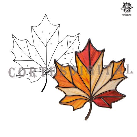 Maple Leaf Stained Glass Pattern Pdf Download Fall Suncatcher Template Autumn Leaf Window