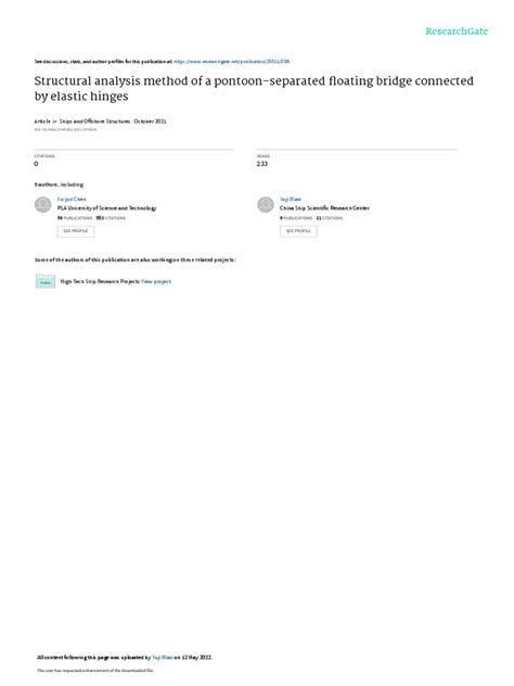 Structural Analysis Method Of A Pontoon Separated Oating Bridge