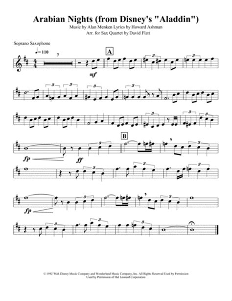 Arabian Nights Aladdin Sheet Music