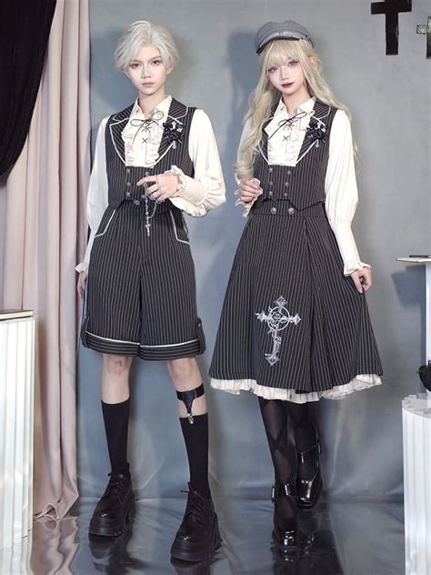 Ouji Fashion Black Striped Pattern Prince Waistcoat
