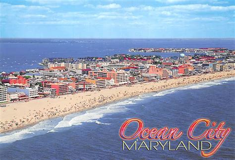 Ocean City Maryland Beach Aerial View Continental Postcard B455 456