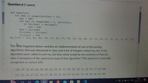 Solved The Code Fragment Above Contains An Implementation Of