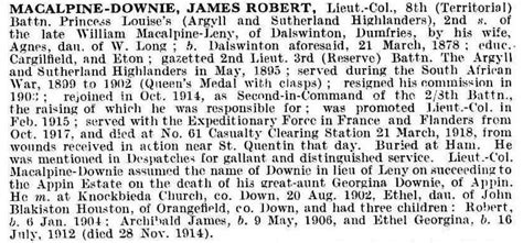 Lieut Col James R Macalpine Downie Appin Of Yesteryear Appin