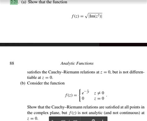 Solved 221 A Show That The Function Analytic Functions
