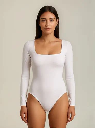 Body Manga Longa Decote Quadrado Básico Collant Em Suplex Mercadolivre