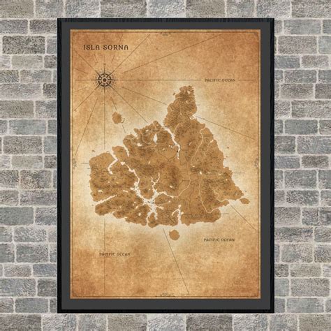 Jurassic Park Isla Sorna Map Poster Isla Sorna Site B Map Poster Lost