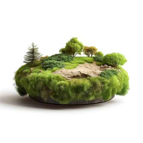 Premium Ai Image Isometric Green Grass Land Isolated On White