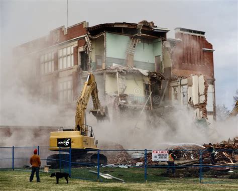 School Demolition 1 Editorial Photo Image Of Backhoe 21330946