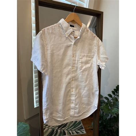 J Crew Factory Shirts J Crew Slim Linen Cotton Blend Short Sleeve