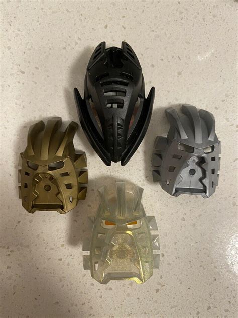 Lego Bionicle Rare Mask Lot Of 4 Makuta Glitter Light Gold Toa Takanuva