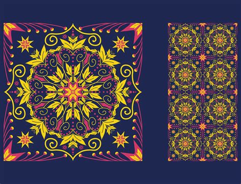 Mediterranean Floral Square Tile Pattern Graphic By Parinya Maneenate