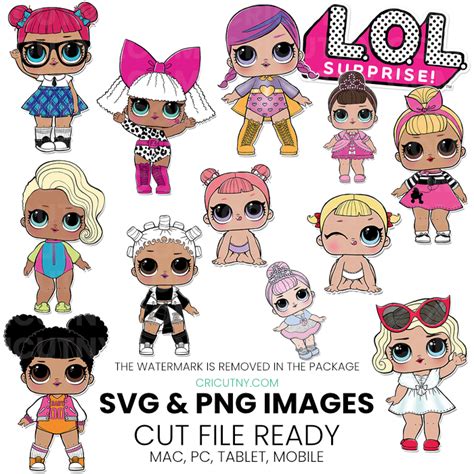 A Collection Of Clipart Images Featuring Various Lol Surprise Dolls In Vibrant Outfits And