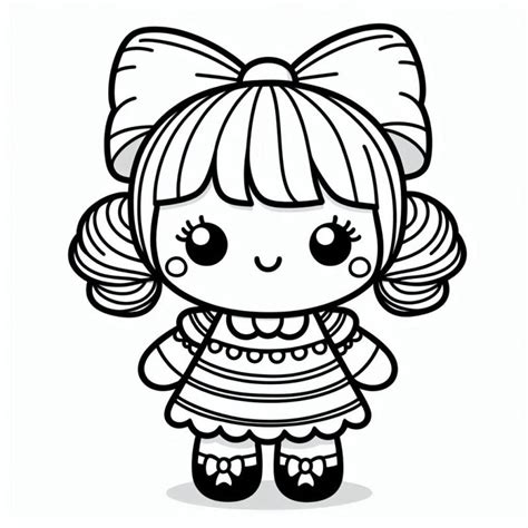 Desenho De Boneca Caricatural Fofa Para Colorir Pintar E Colorir