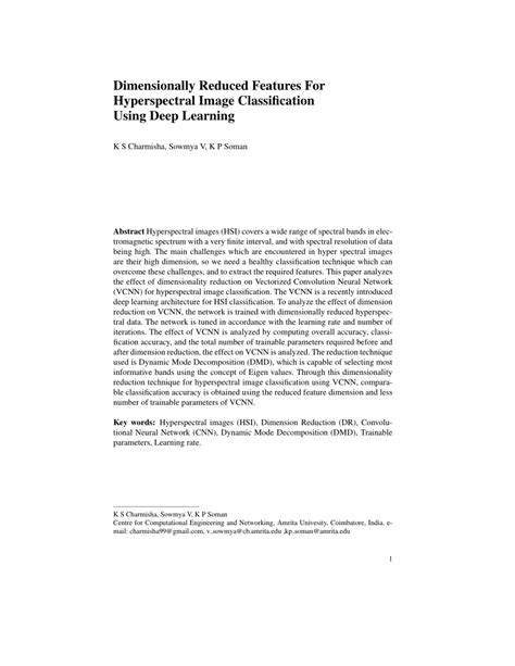Pdf Dimensionally Reduced Features For Hyperspectral Image Classification Using Deep Learning