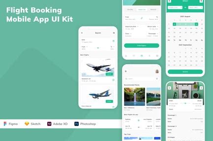 Flight Explorer Mobile App Ui Kit Ux And Ui Kits Ft Booking And Ticket